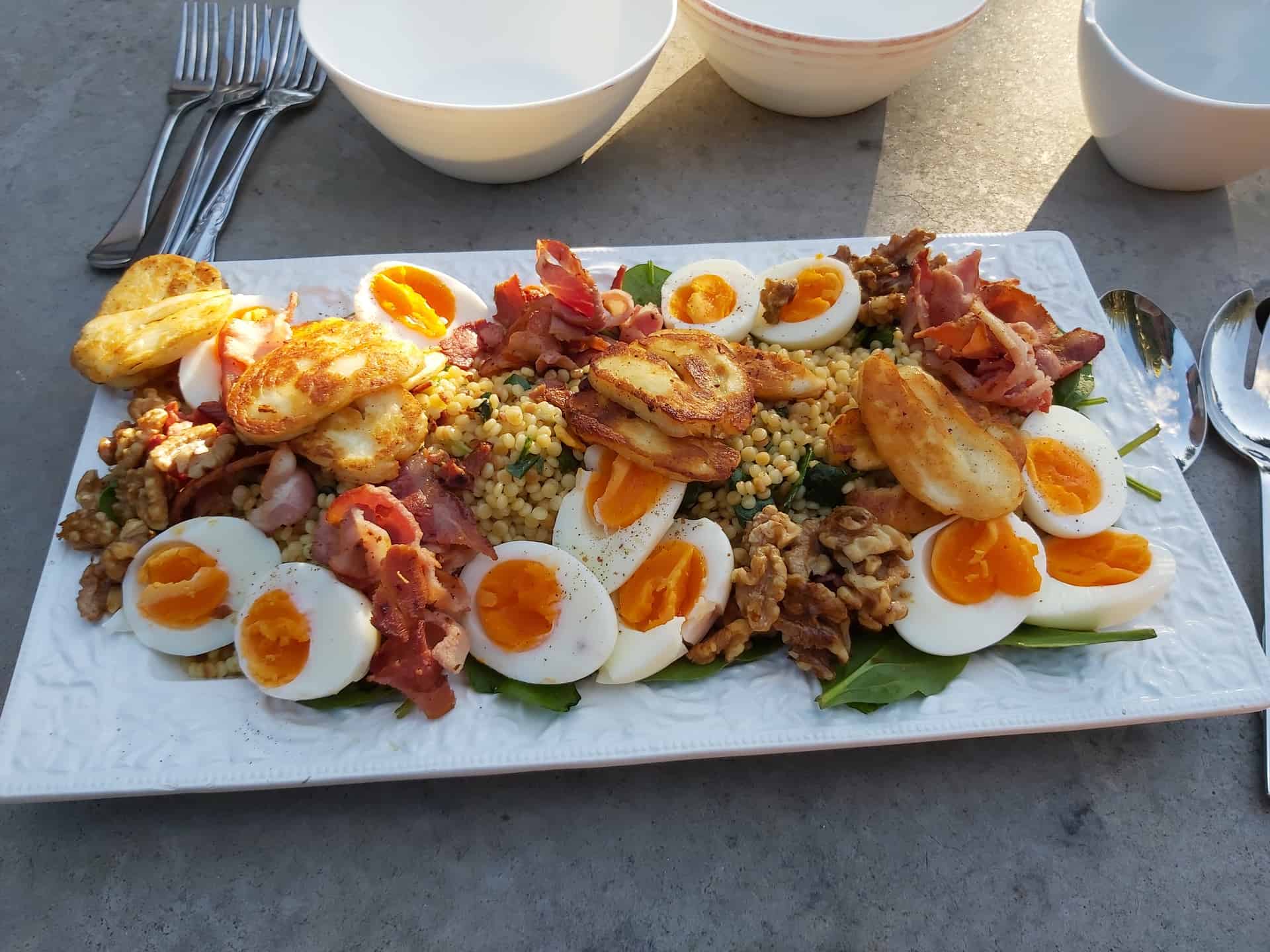 Israeli Couscous, Bacon & Haloumi salad - Studio Rubix